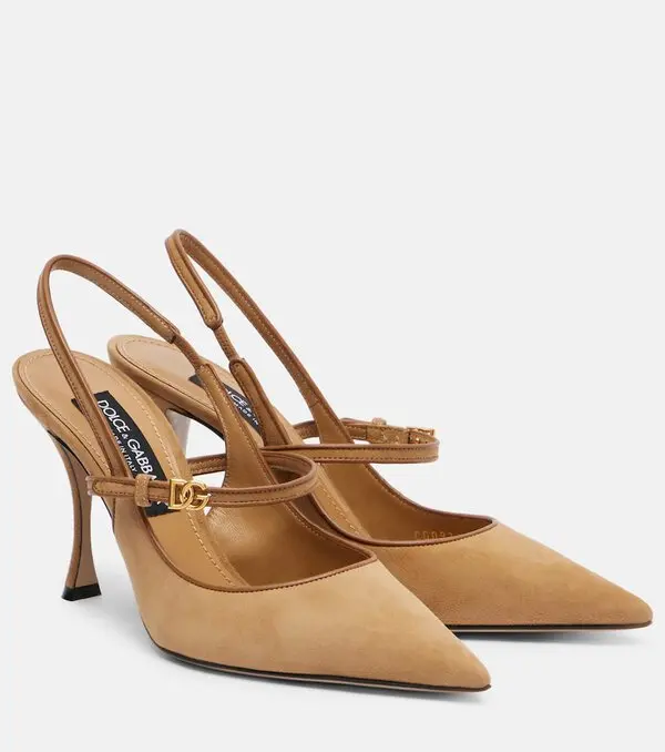 Dolce & Gabbana Dg 90 Suede Slingback Pumps - Beige