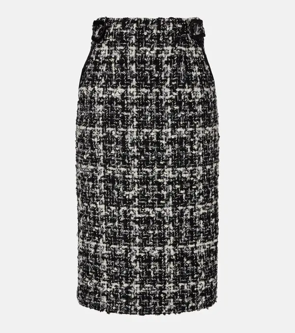 Dolce & Gabbana Checked Midi Skirt - Black