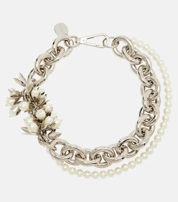 Simone Rocha Embellished Faux Pearl Necklace - Silver