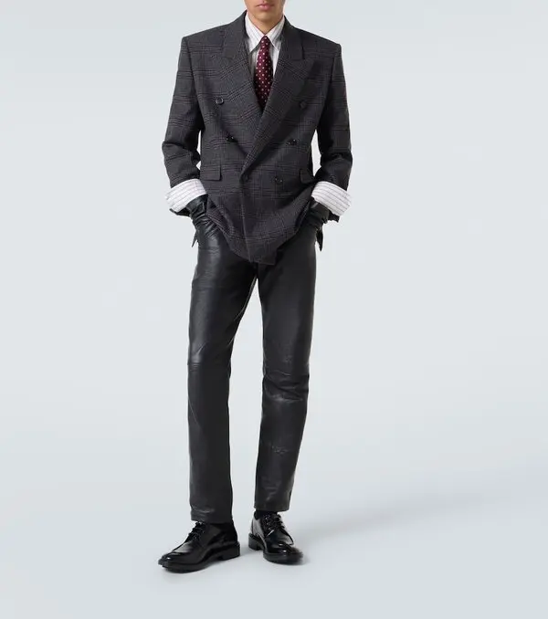Saint Laurent Checked Wool And Cashmere Blazer - Grey
