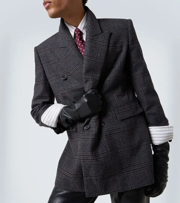 Saint Laurent Checked Wool And Cashmere Blazer - Grey