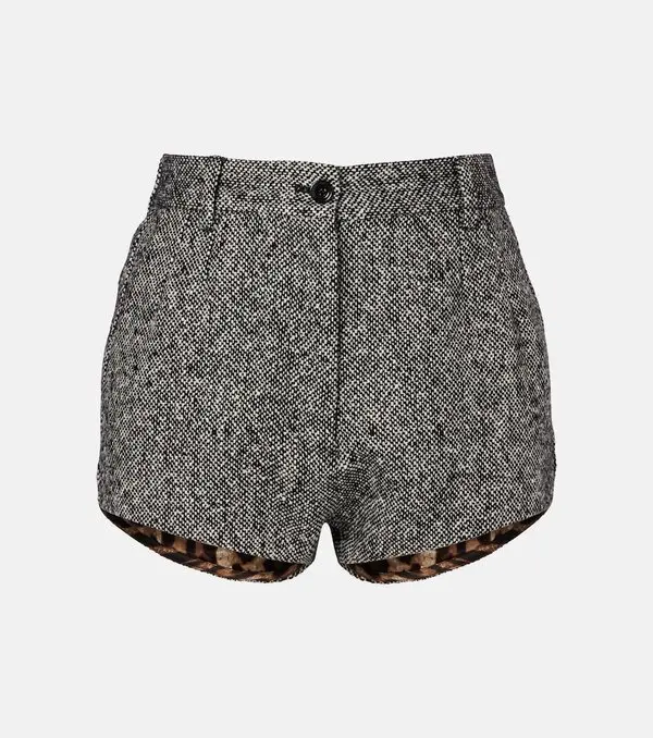 Dolce & Gabbana High-rise Wool And Cotton-blend Shorts - Grey