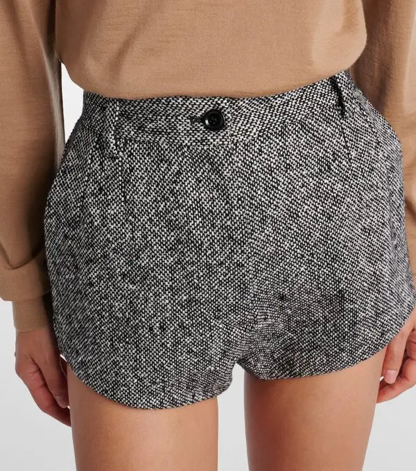 Dolce & Gabbana High-rise Wool And Cotton-blend Shorts