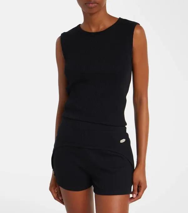 JEAN PAUL GAULTIER Ribbed-knit Cotton Jersey Shorts - Black