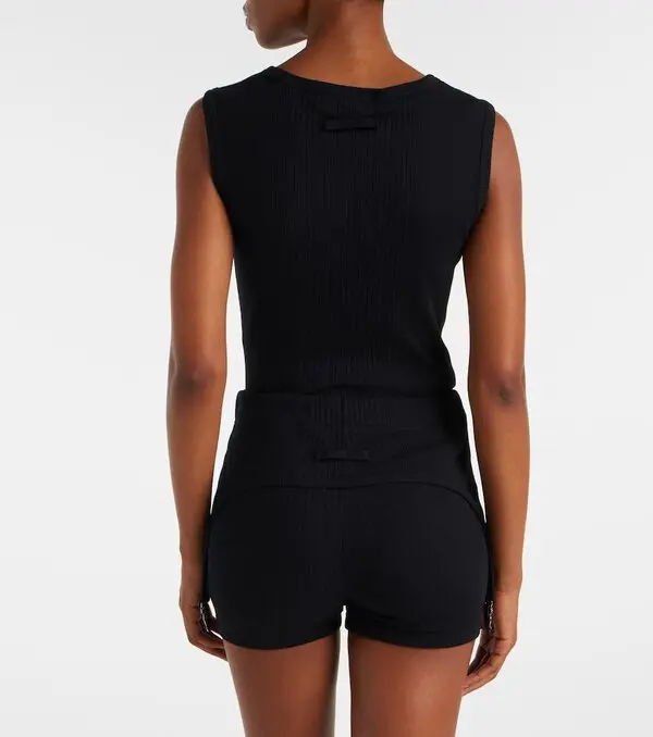 JEAN PAUL GAULTIER Ribbed-knit Cotton Jersey Shorts - Black