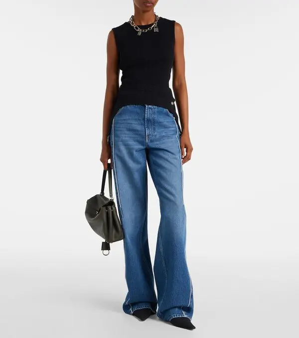 JEAN PAUL GAULTIER Ribbed-knit Cotton Jersey Shorts - Black