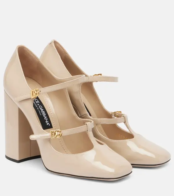 Dolce & Gabbana Dg 105 Patent Leather Mary Jane Pumps - Beige