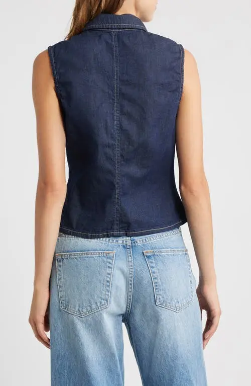 Mango Maria Collared Cotton & Linen Denim Top