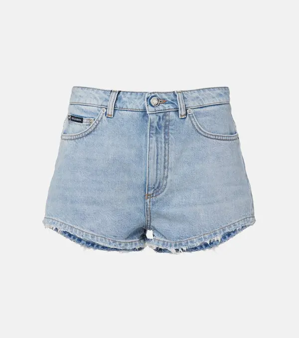 Dolce & Gabbana Frayed Denim Shorts - Blue