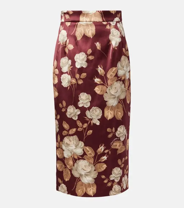 Dolce & Gabbana Floral High-rise Satin Midi Skirt - Multicoloured