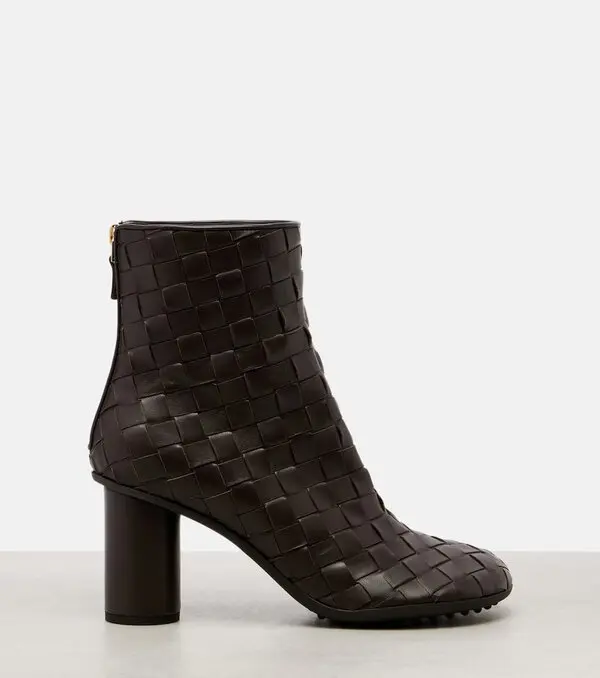 Bottega Veneta Atomic 75 Intrecciato Leather Ankle Boots - Brown
