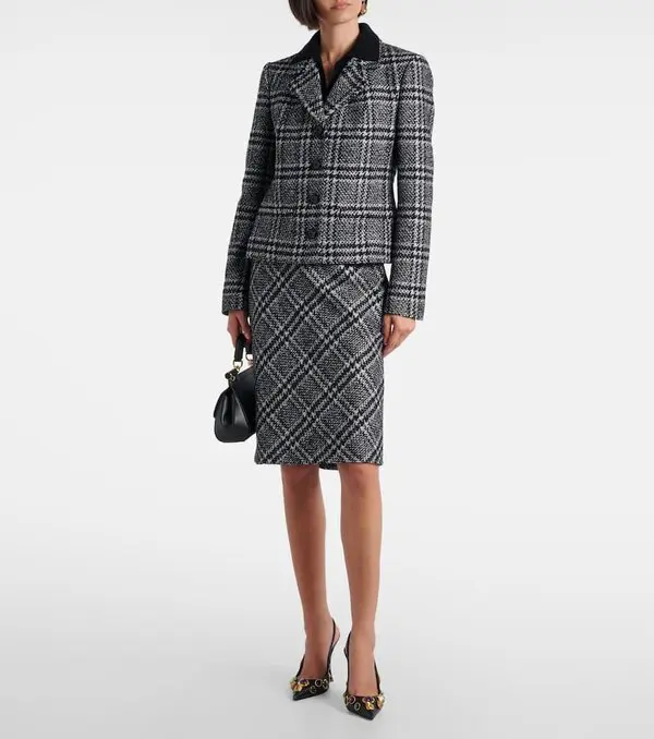 Dolce & Gabbana Checked Wool, Silk, And Llama-blend Jacket