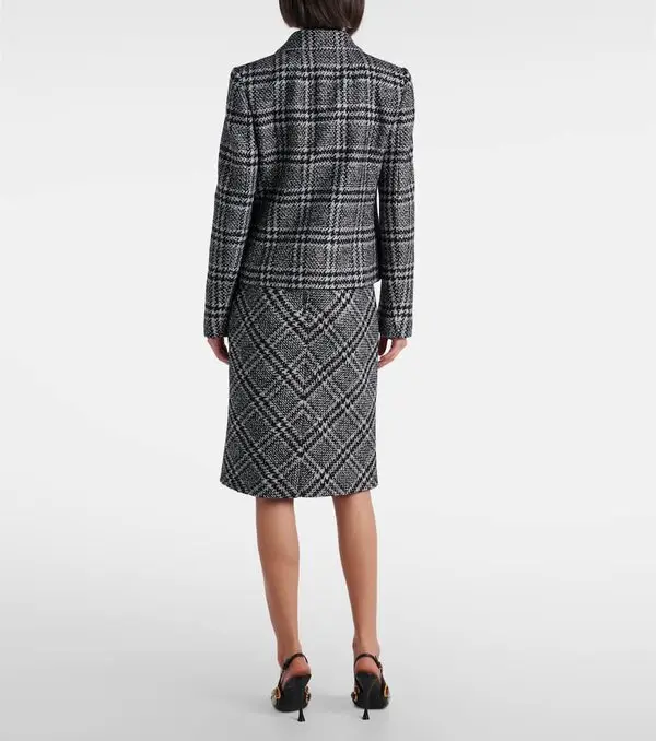 Dolce & Gabbana Checked Wool, Silk, And Llama-blend Jacket