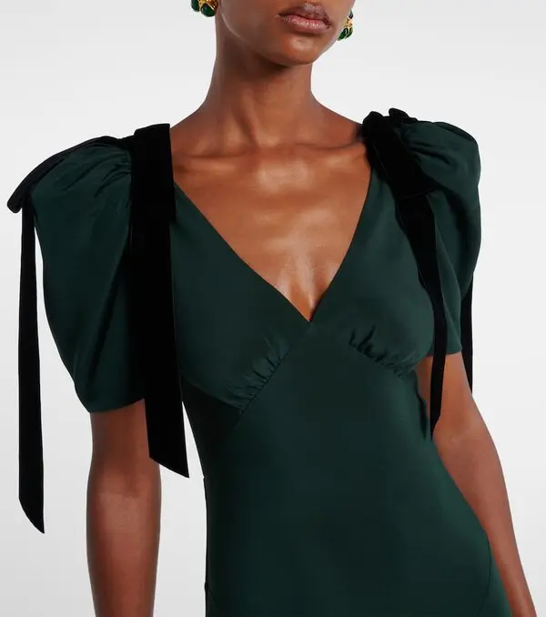 Rodarte Bow-Detail Silk Dress - Green | Editorialist