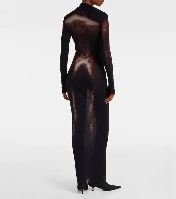 JEAN PAUL GAULTIER Trompe L'oeil Mesh Maxi Dress - Multicoloured