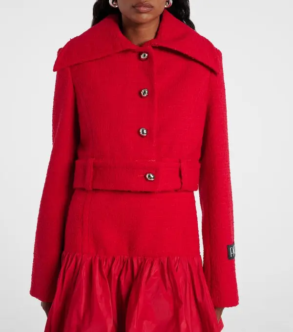 PATOU Cropped Wool-blend Tweed Jacket - Red