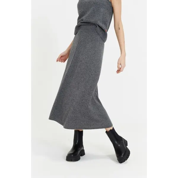 Chinti & Parker Rib-knit Midi Skirt - Grey