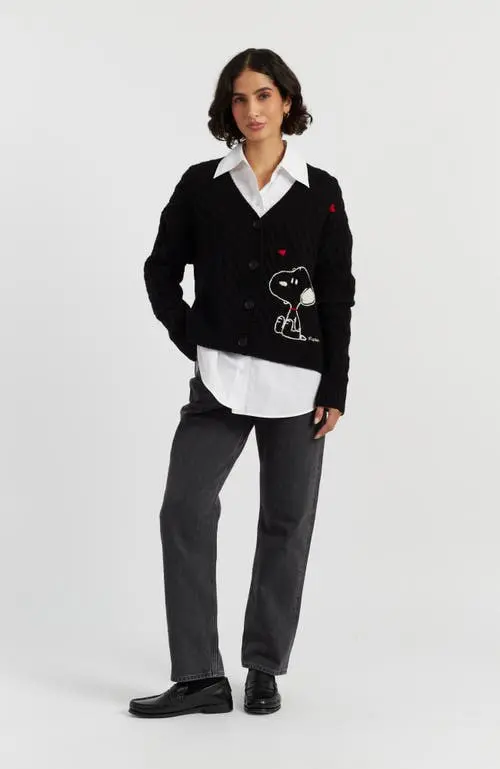 Chinti & Parker Wool Cashmere Snoopy Cable Cardigan - Black