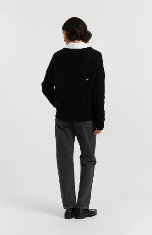 Chinti & Parker Wool Cashmere Snoopy Cable Cardigan - Black