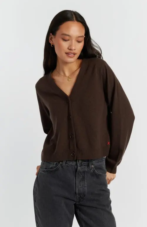 Chinti & Parker Wool Cashmere Cropped Cardigan - Chocolate