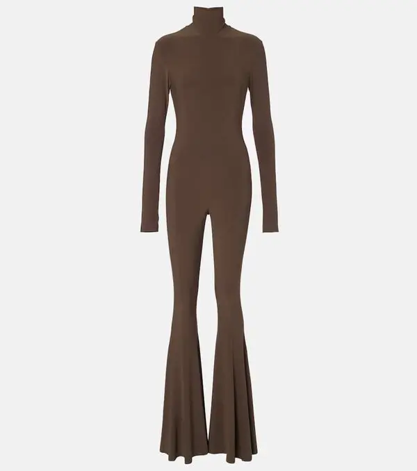 Norma Kamali Turtleneck Jersey Jumpsuit - Brown
