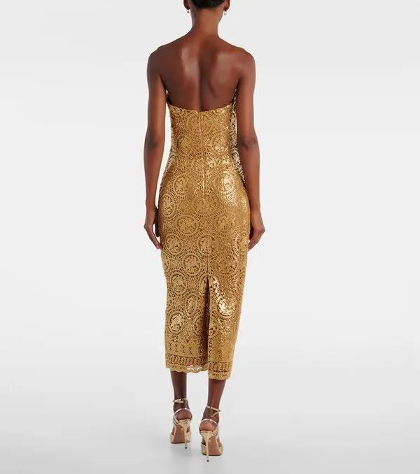 Emilia Wickstead Leila Metallic Guipure Lace Strapless Cocktail Dress - Gold  - 30% Off | Editorialist