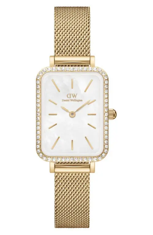 DANIEL WELLINGTON Quadro Mesh Strap Watch - Gold/white