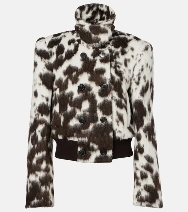 Dries Van Noten Animal-printed Wool-blend Jacket - Brown