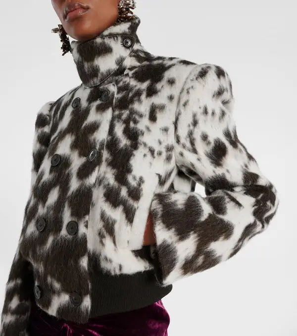 Dries Van Noten Animal-printed Wool-blend Jacket - Brown