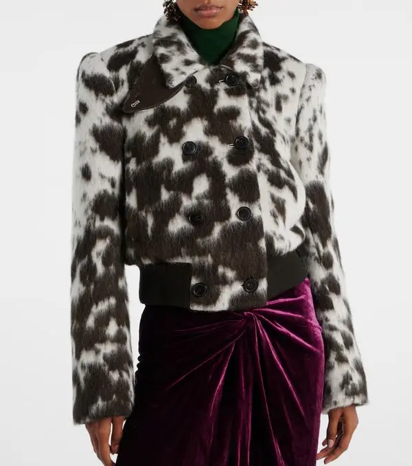 Dries Van Noten Animal-printed Wool-blend Jacket - Brown