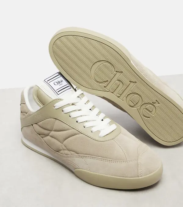 Chloé Kick Leather-trimmed Suede Sneakers - Green