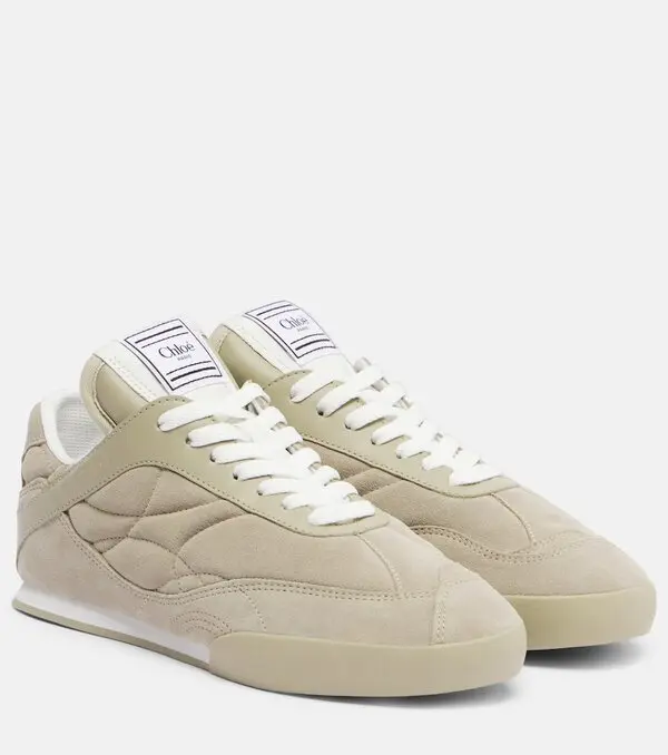 Chloé Kick Leather-trimmed Suede Sneakers - Green