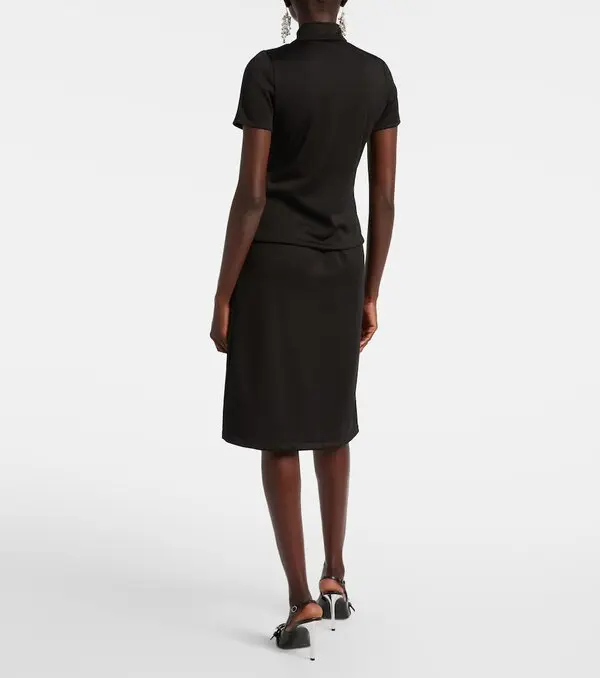 COURREGES Courrèges Interlock Logo Zip-up Jersey Top - Black