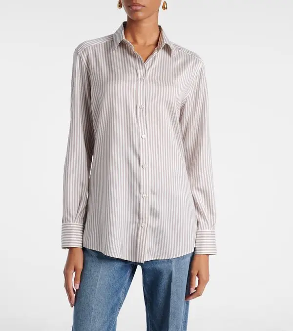 Dolce & Gabbana Striped Silk Shirt - Grey