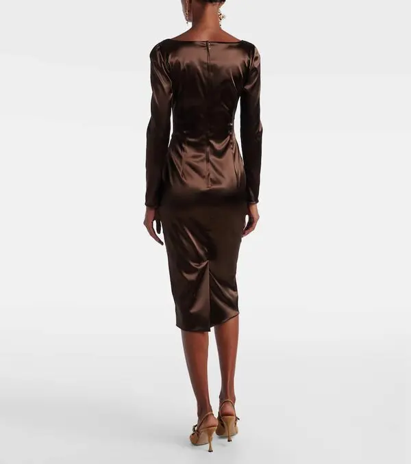 Dolce & Gabbana Satin Midi Dress - Brown