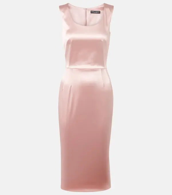 Dolce & Gabbana Satin Midi Dress - Pink