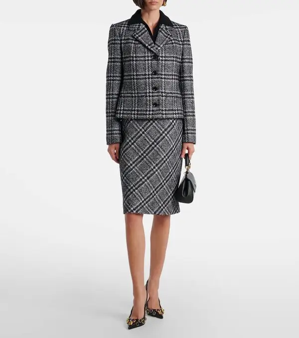 Dolce & Gabbana Checked Wool-blend Miniskirt