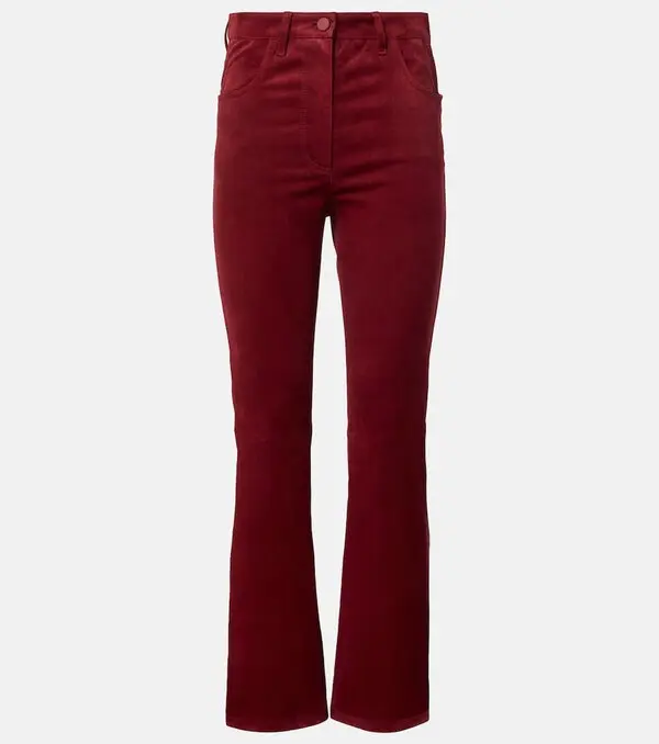 JOSEPH High-rise Suede Slim Pants - Red