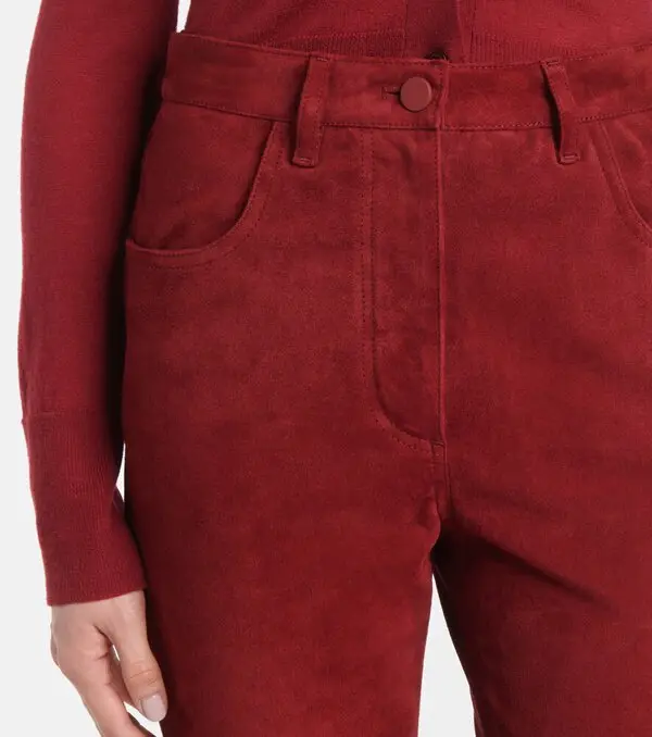 JOSEPH High-rise Suede Slim Pants - Red