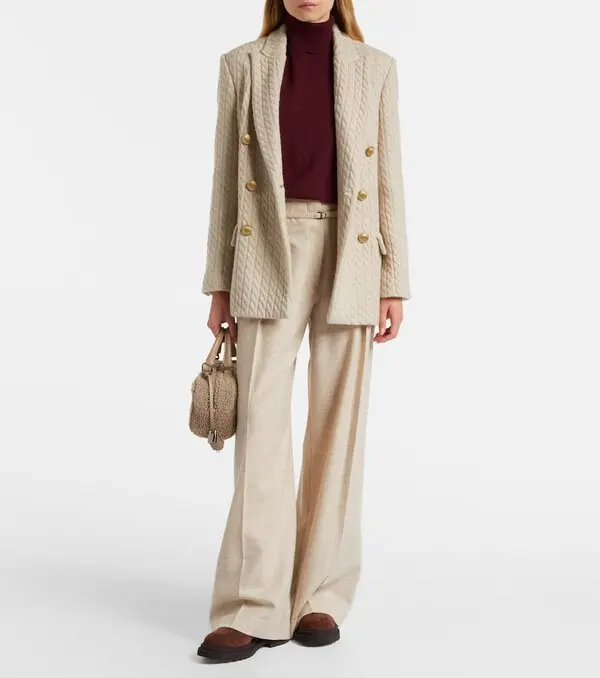 Brunello Cucinelli Monili Cable-knit Cashmere Blazer