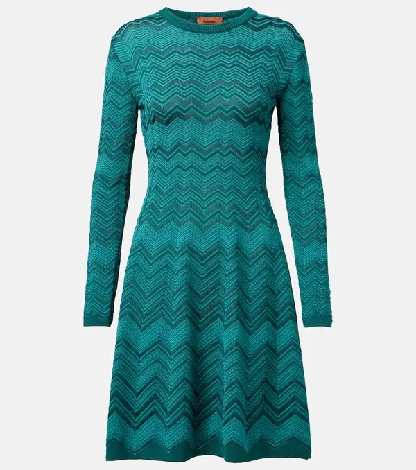 Missoni Zigzag Knitted Minidress - Green