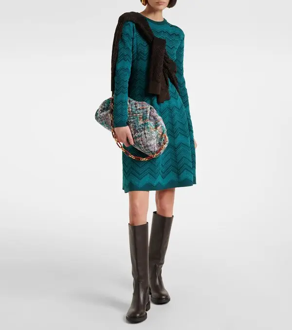 Missoni Zigzag Knitted Minidress - Green
