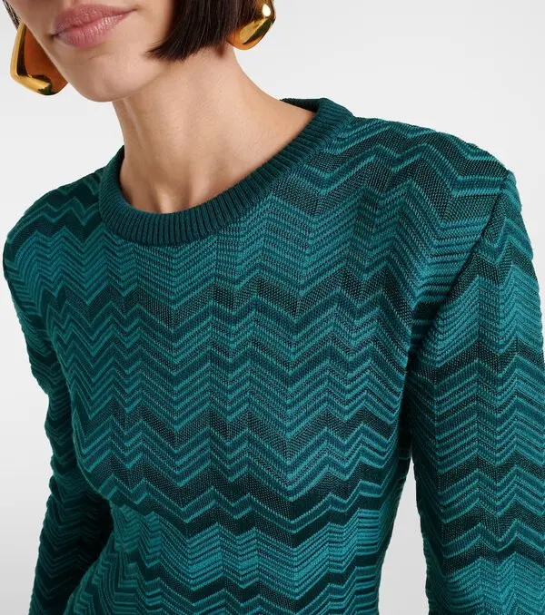 Missoni Zigzag Knitted Minidress - Green