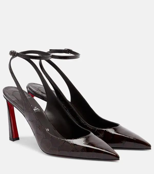 CHRISTIAN LOUBOUTIN Condora 85 Croc-effect Slingback Pumps - Brown
