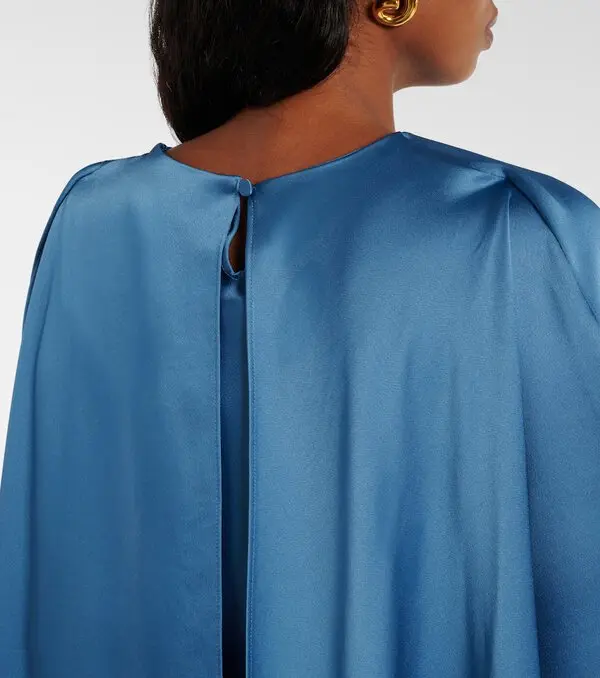 Simkhai Izel Caped Satin Gown - Blue