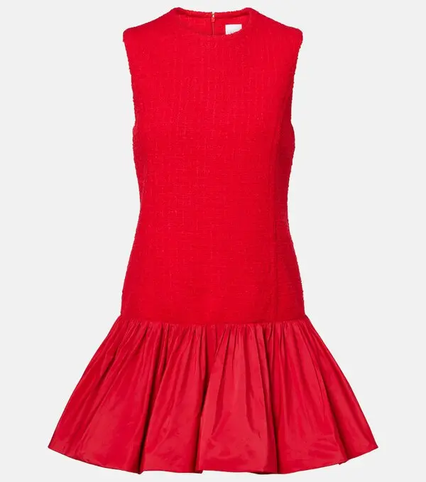 Patou Tweed And Faille Minidress - Red