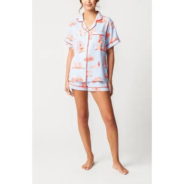 KATIE KIME Chicago Toile Shorts Set - Light Blue