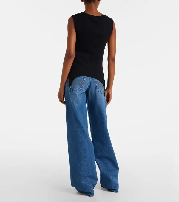 JEAN PAUL GAULTIER Ribbed-knit Cotton Jersey Tank Top