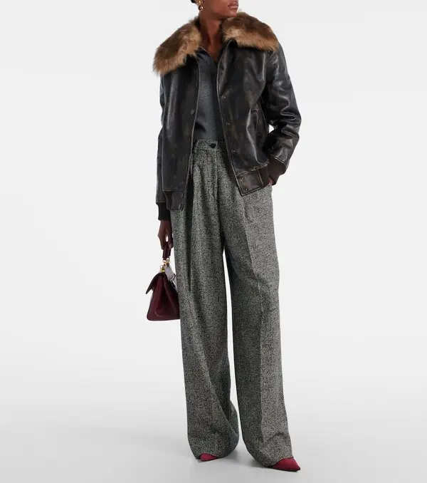 Dolce & Gabbana Pleated Wool-blend Wide-leg Trousers