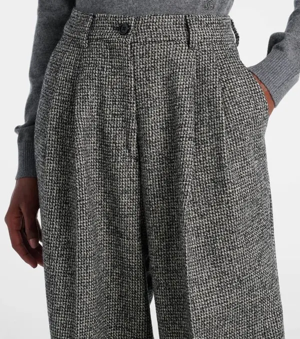 Dolce & Gabbana Pleated Wool-blend Wide-leg Trousers